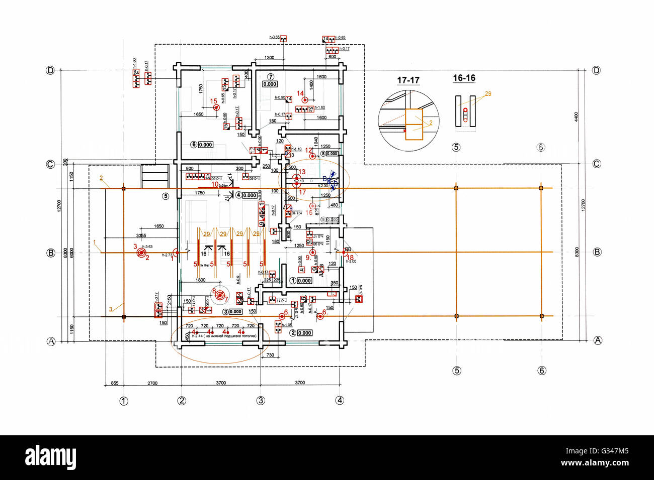 floor plan blueprints, engineering and architecture drawings Stock ...