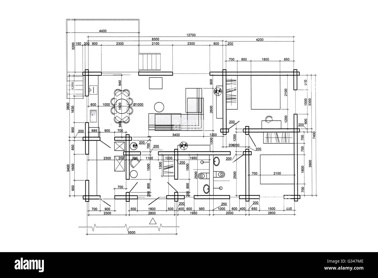 floor plan blueprints, engineering and architecture drawings Stock ...