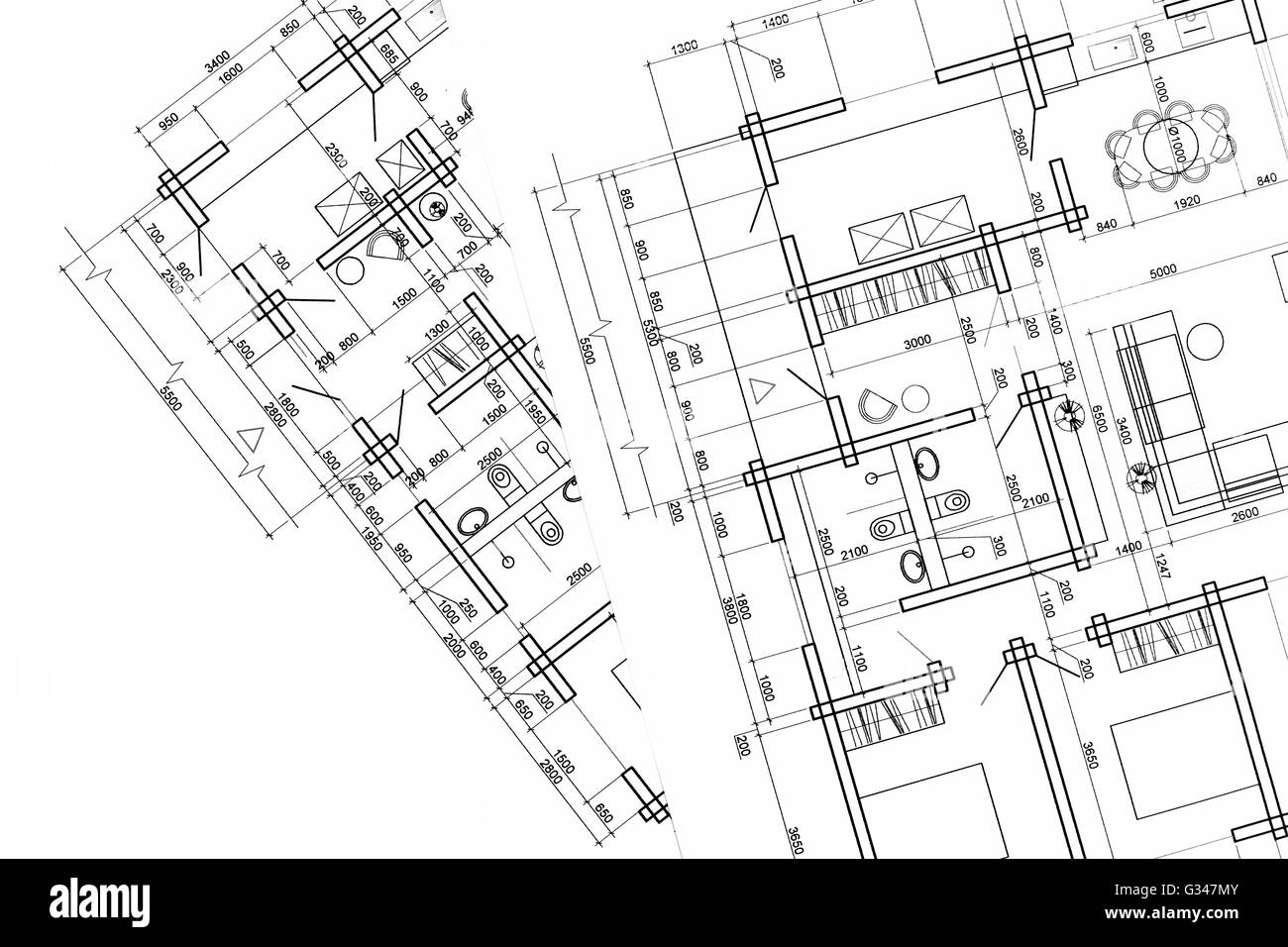 part of architectural project, construction plan, architectural plan ...