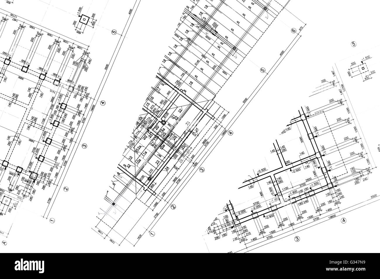 part of architectural project, construction plan, architectural plan ...