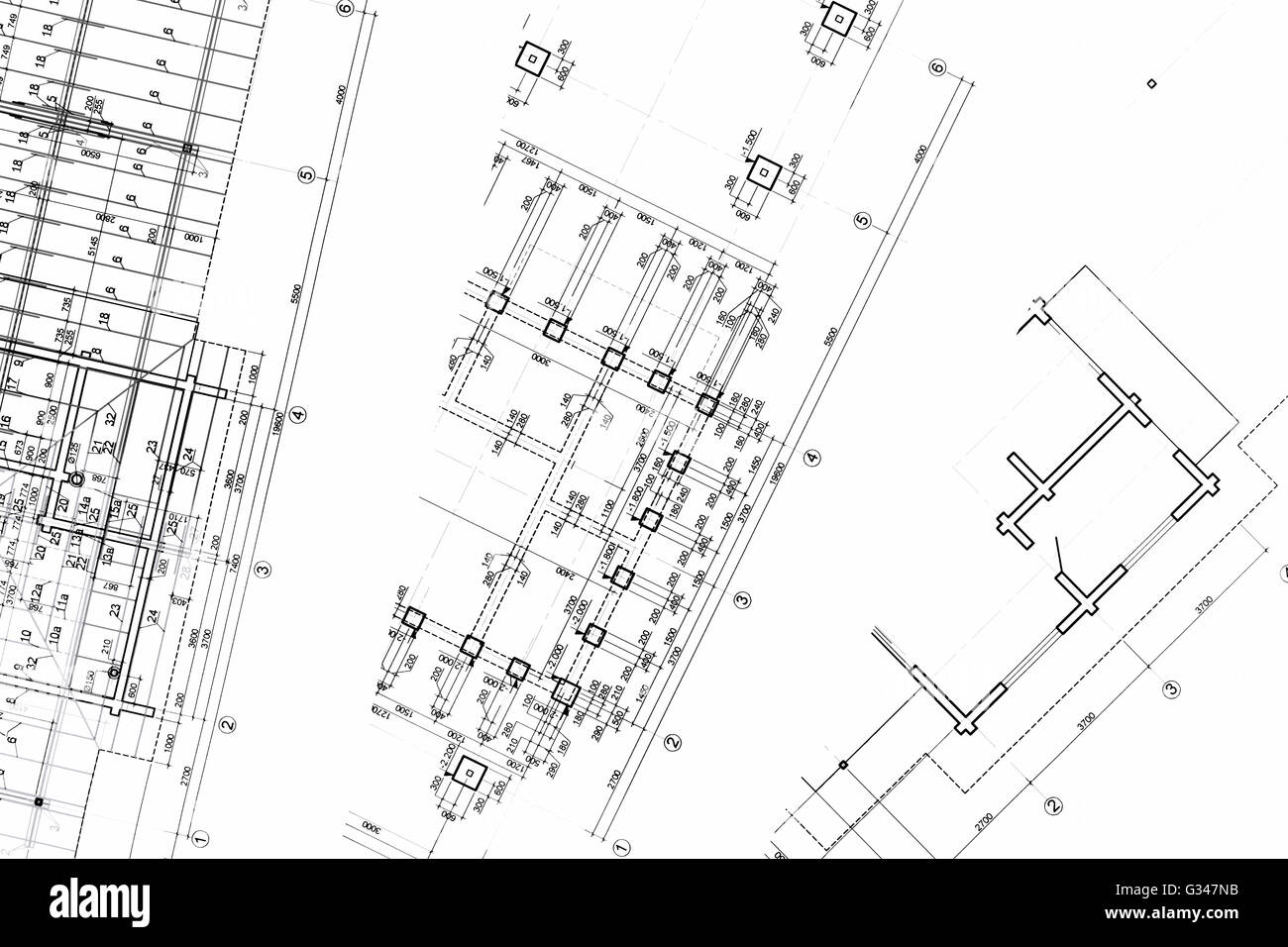 part of architectural project, construction plan, architectural plan ...