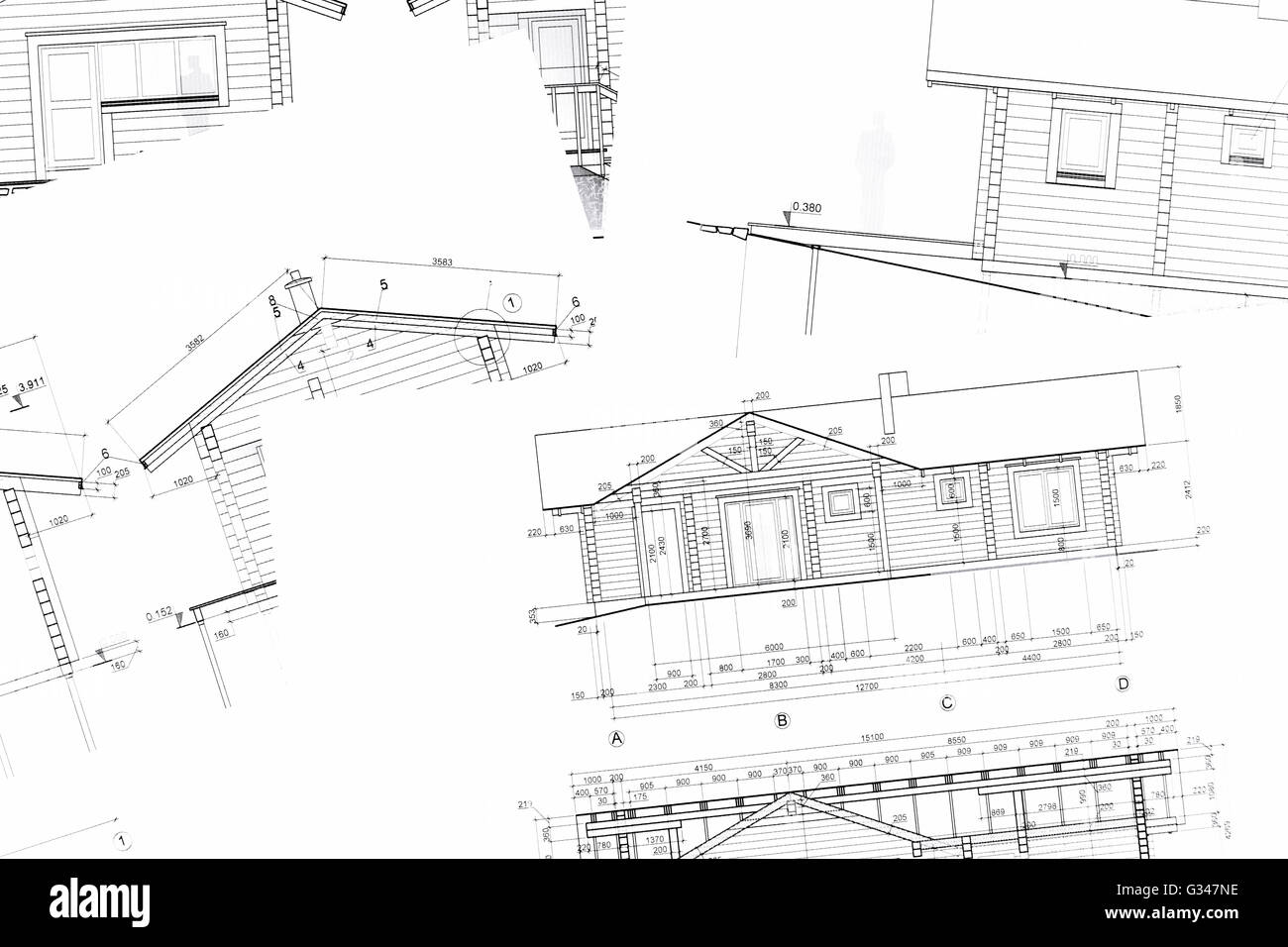 house plan blueprints for new housing development, architectural ...