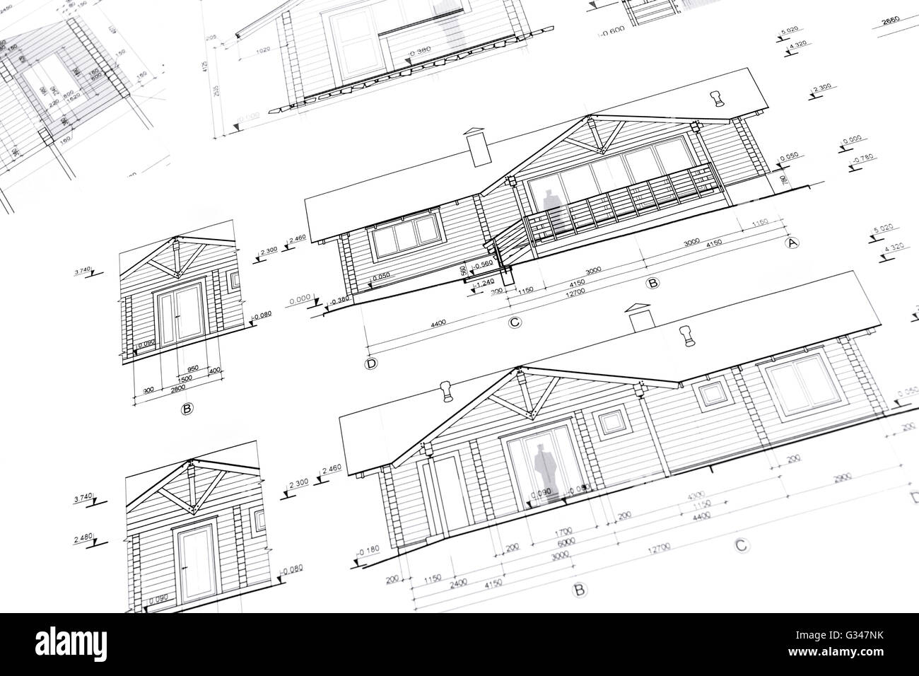 house plan blueprints for new housing development, architectural ...