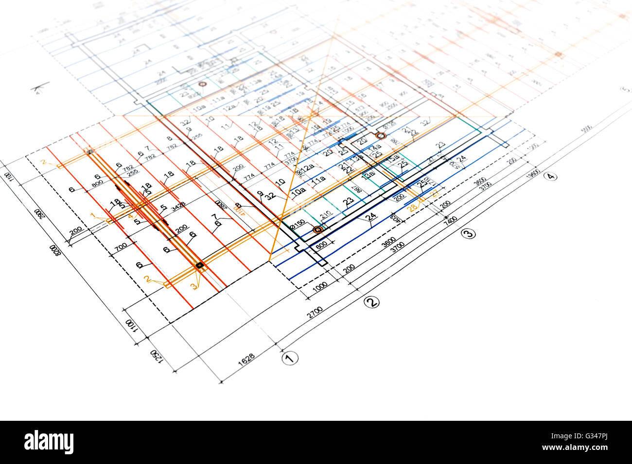 engineering blueprints, construction plan, part of architectural ...