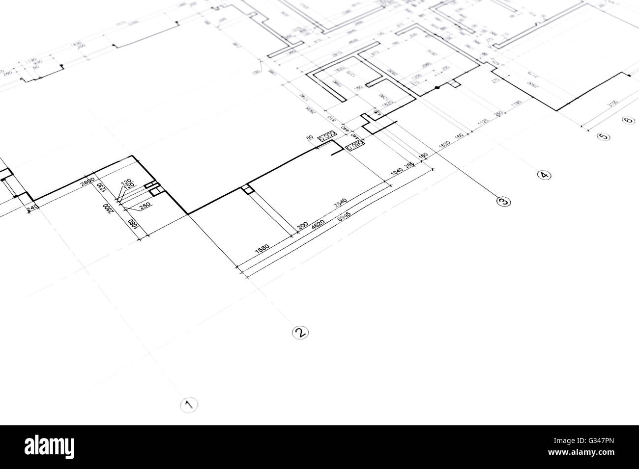 house plan blueprint, architectural drawing, part of architectural ...