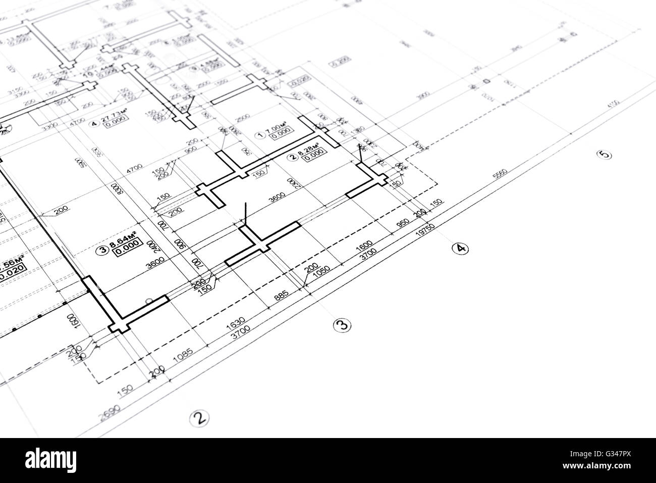house plan blueprint, architectural drawing, part of architectural ...