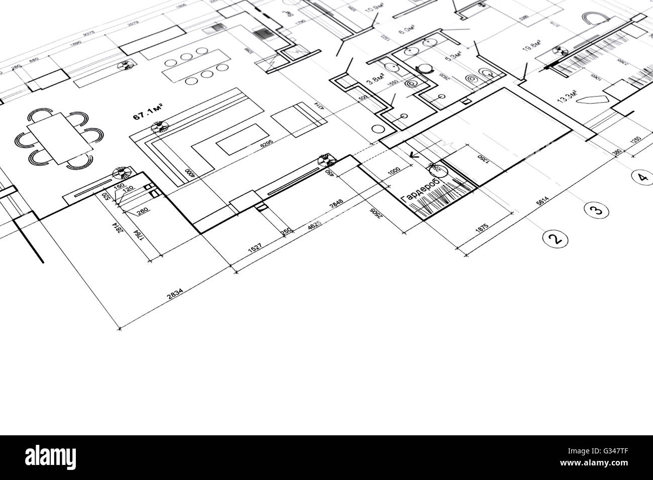 part of architectural project, engineering and architecture drawings ...
