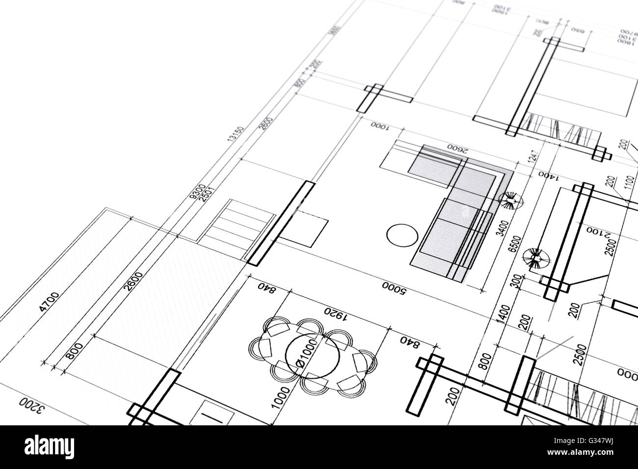 engineering and technical drawing, part of architectural project Stock ...