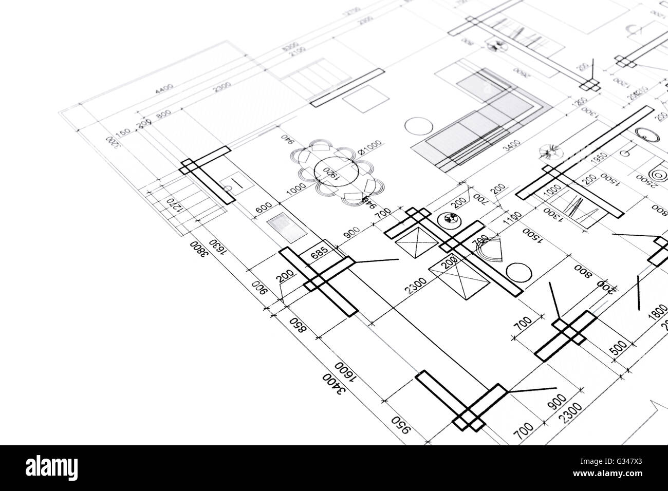 engineering and technical drawing, part of architectural project Stock ...