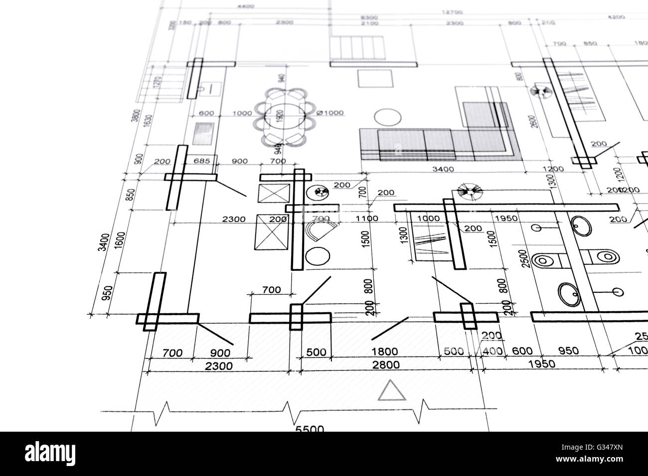 engineering and technical drawing, part of architectural project Stock ...