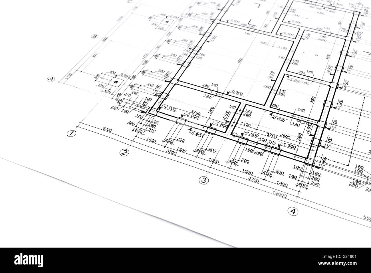 blueprint floor plans, engineering and architecture drawings Stock ...