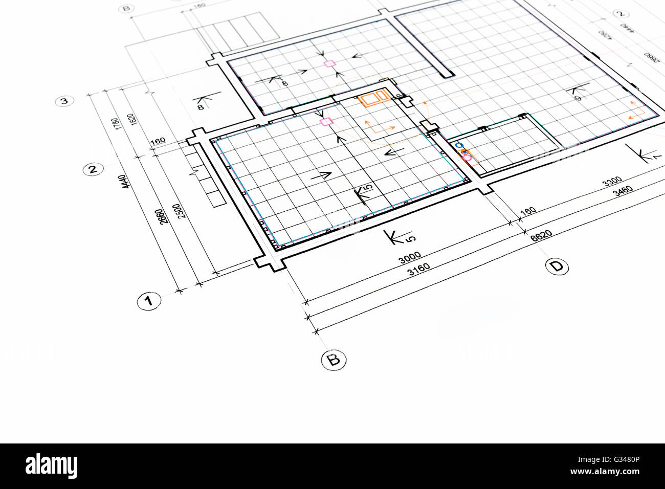 blueprint floor plans, engineering and architecture drawings Stock ...