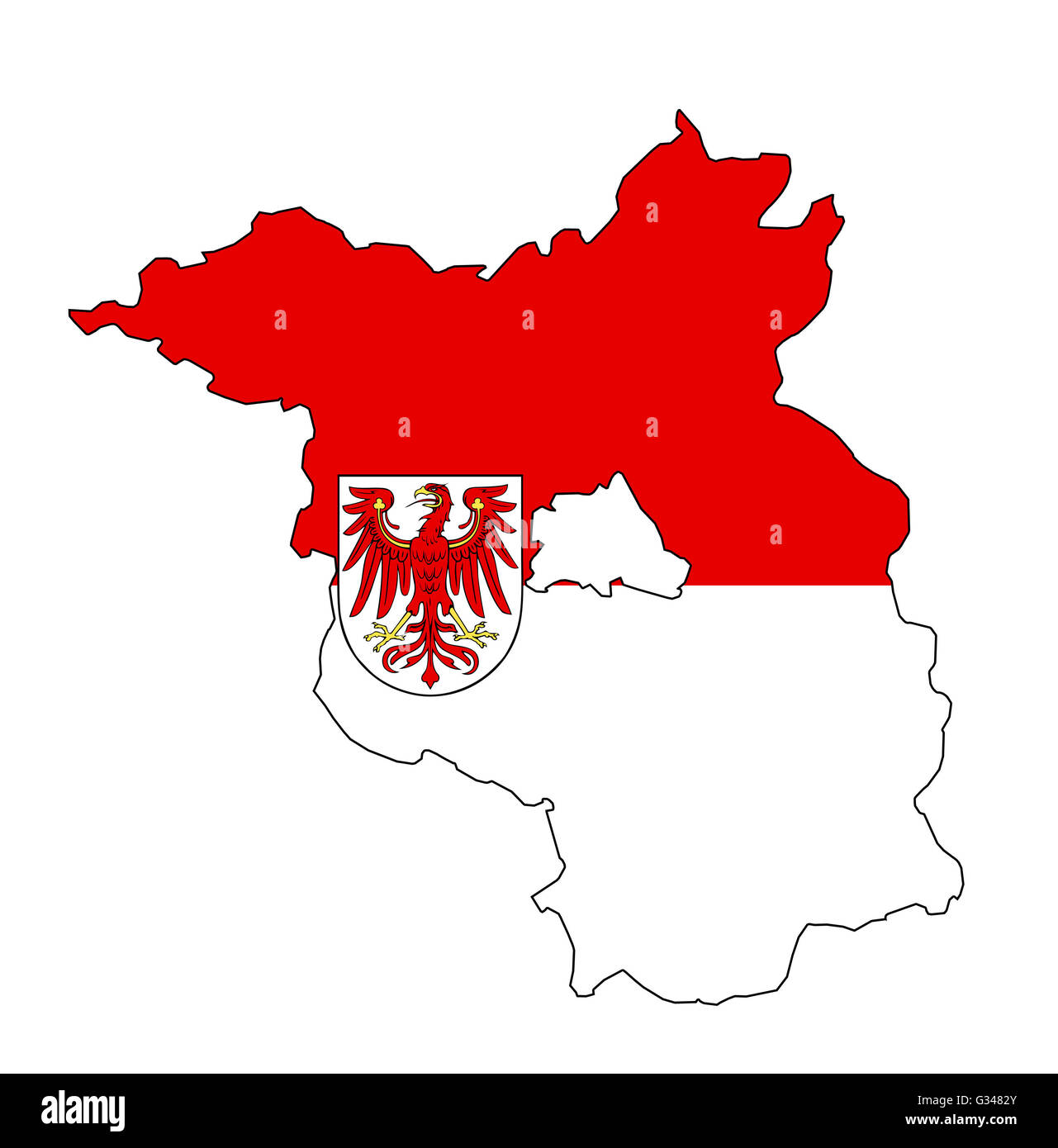 isolated map of brandenburg region with flag Stock Photo - Alamy