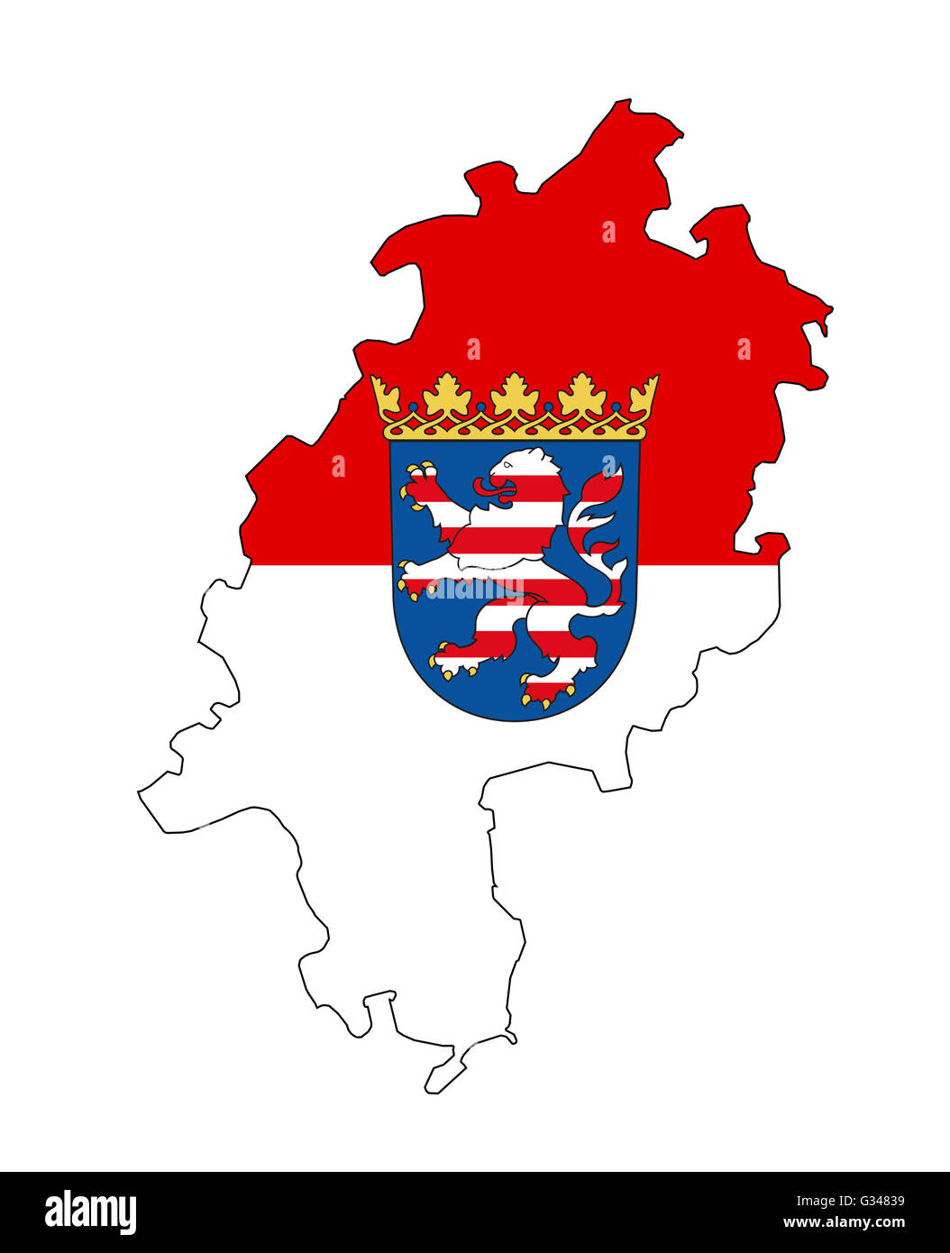 isolated map of hessen region with flag Stock Photo - Alamy