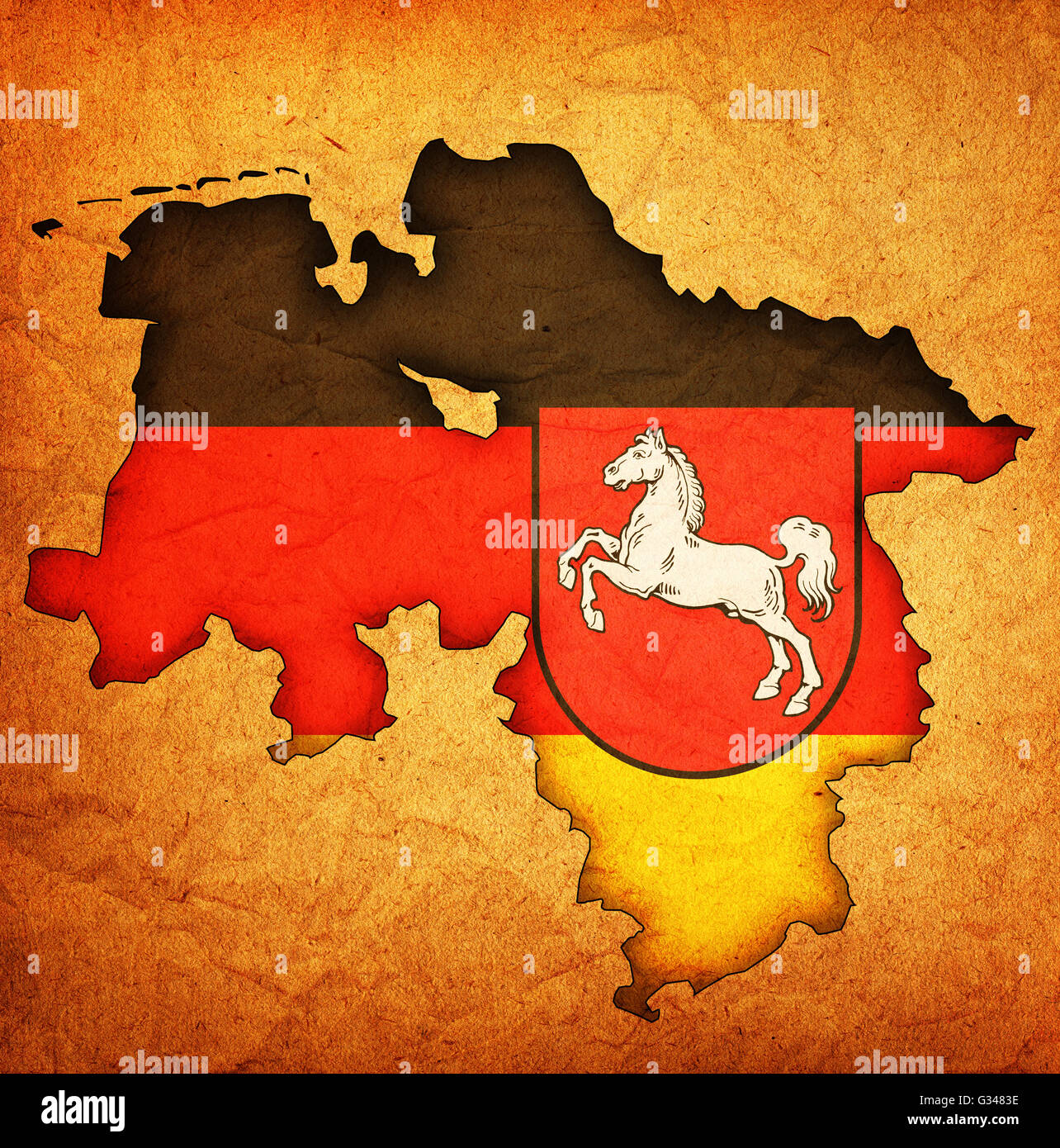 isolated map of lower saxony region with flag Stock Photo - Alamy