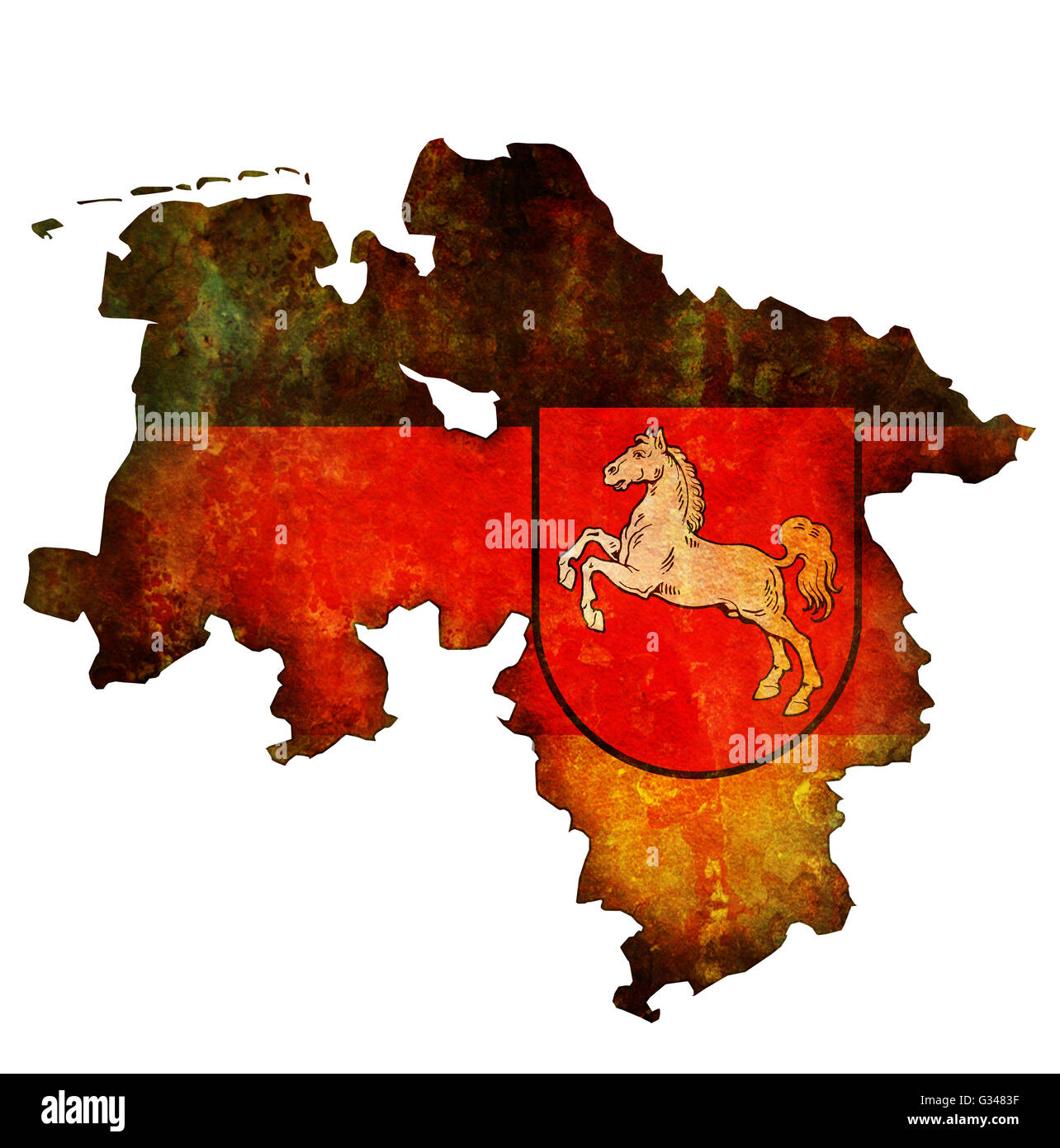 isolated map of lower saxony region with flag Stock Photo - Alamy