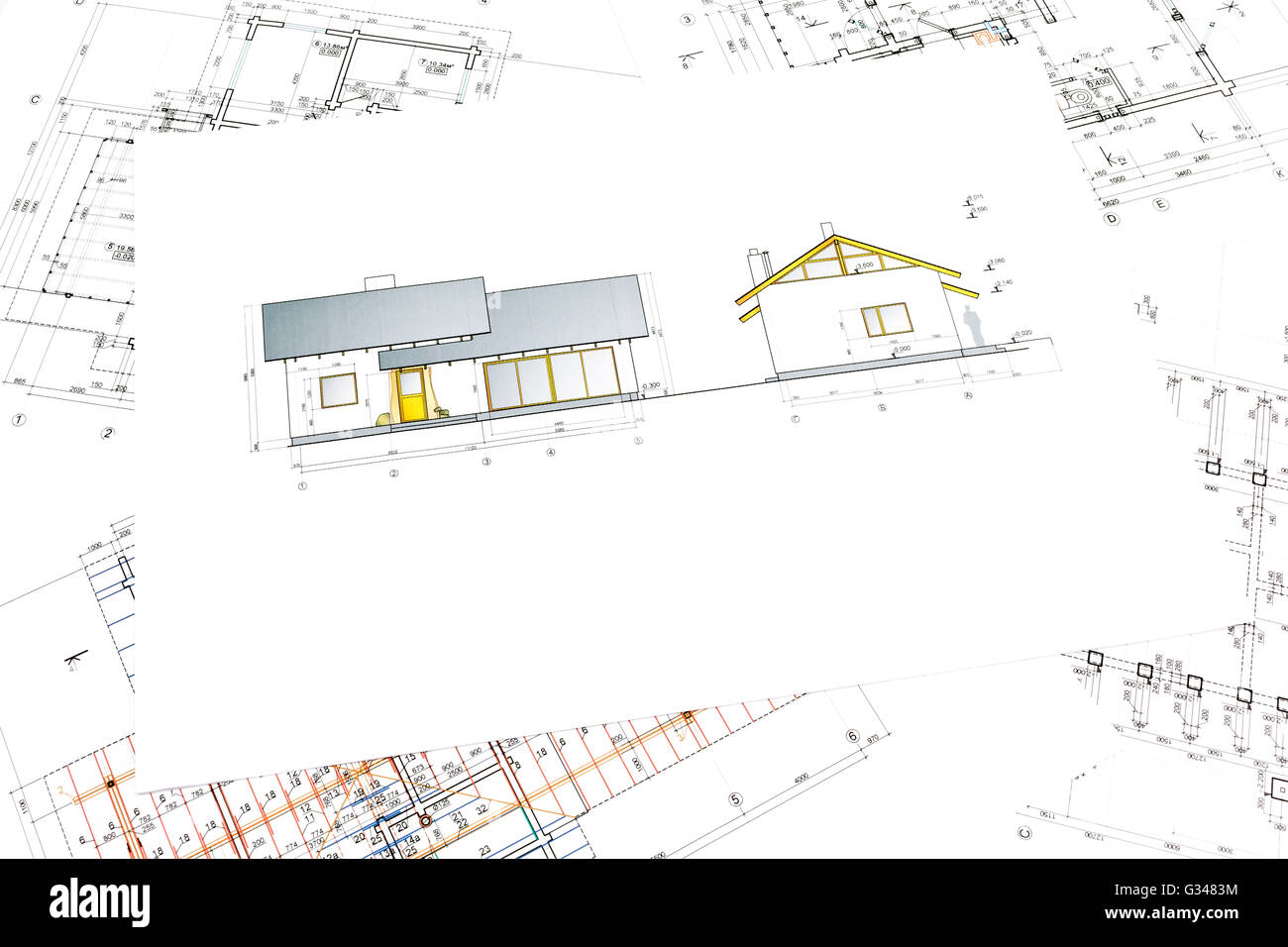 house plan blueprints for new housing development, architectural ...
