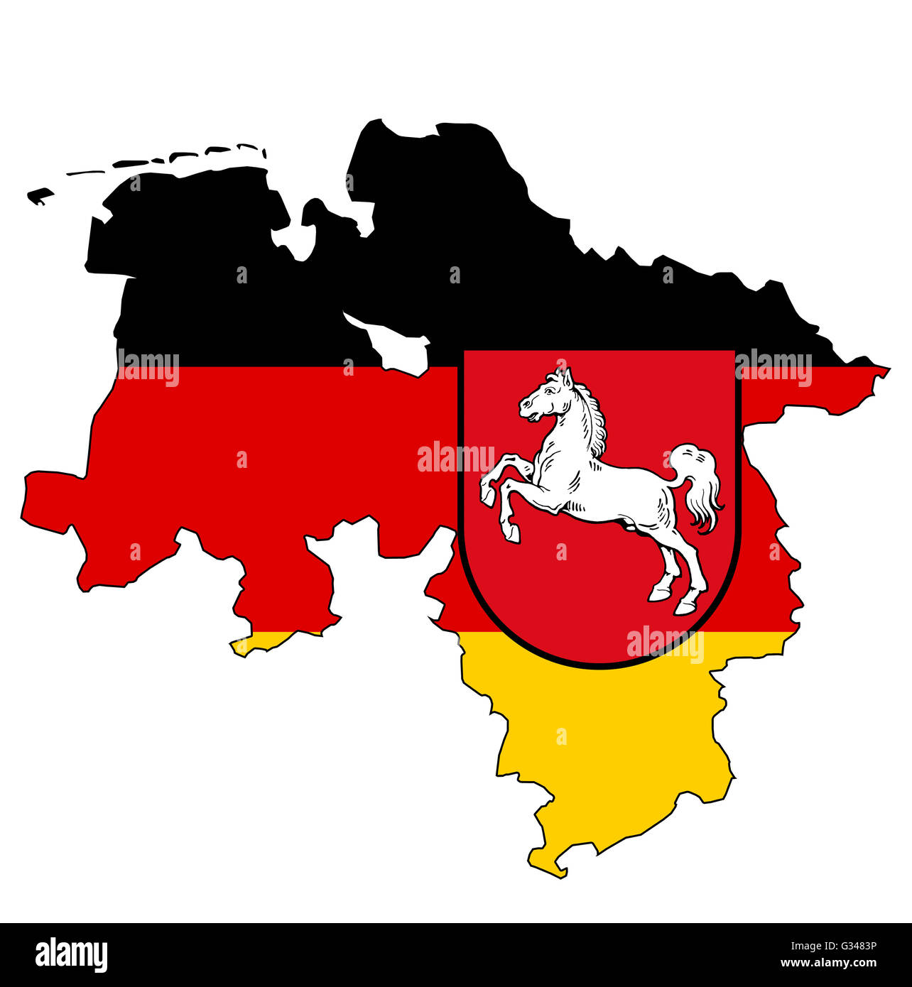 isolated map of lower saxony region with flag Stock Photo - Alamy