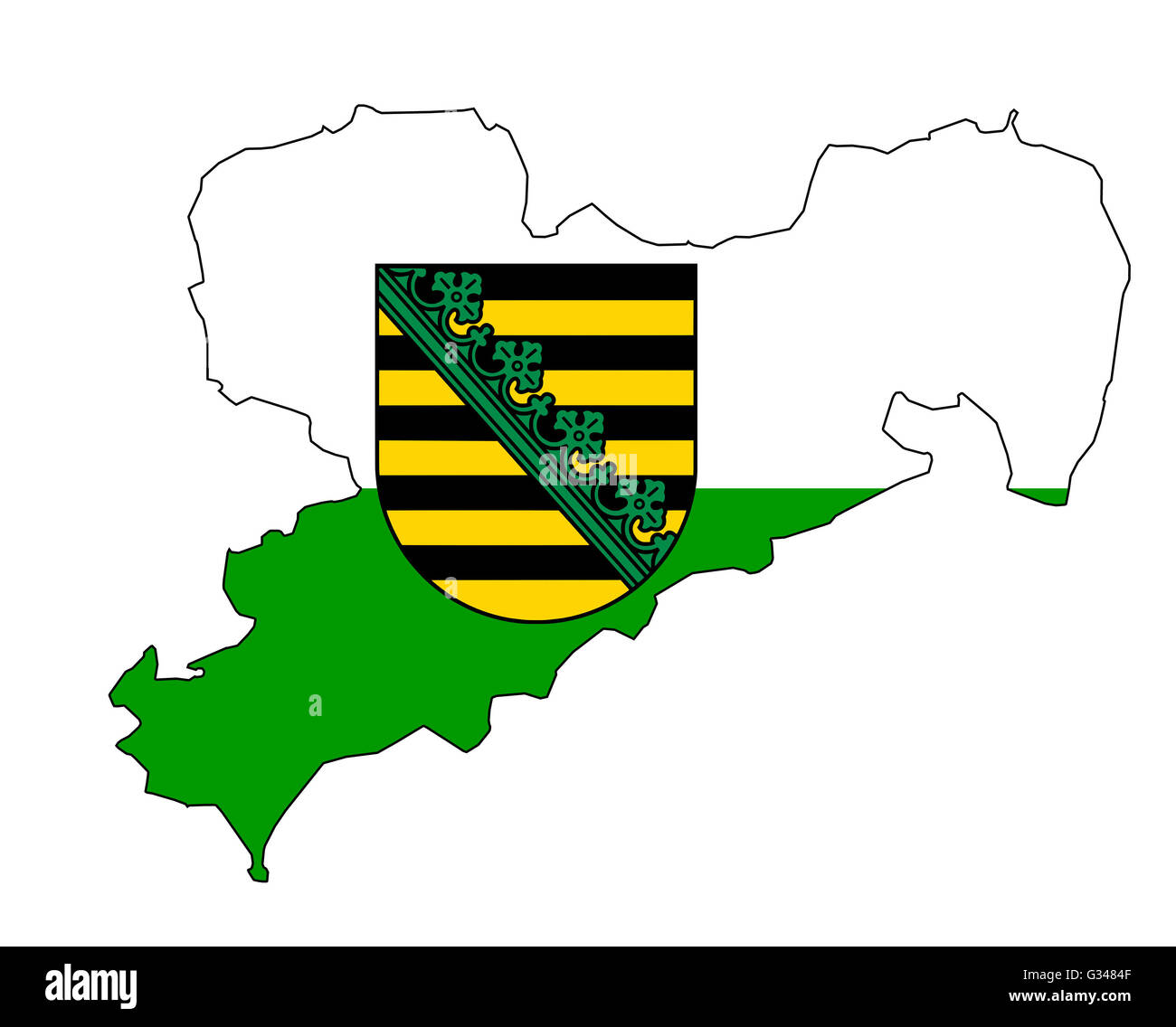 isolated map of saxony region with flag Stock Photo - Alamy