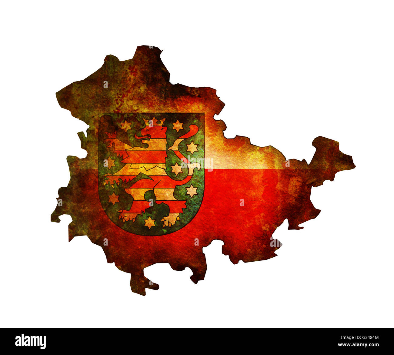 isolated map of thuringia region with flag Stock Photo - Alamy