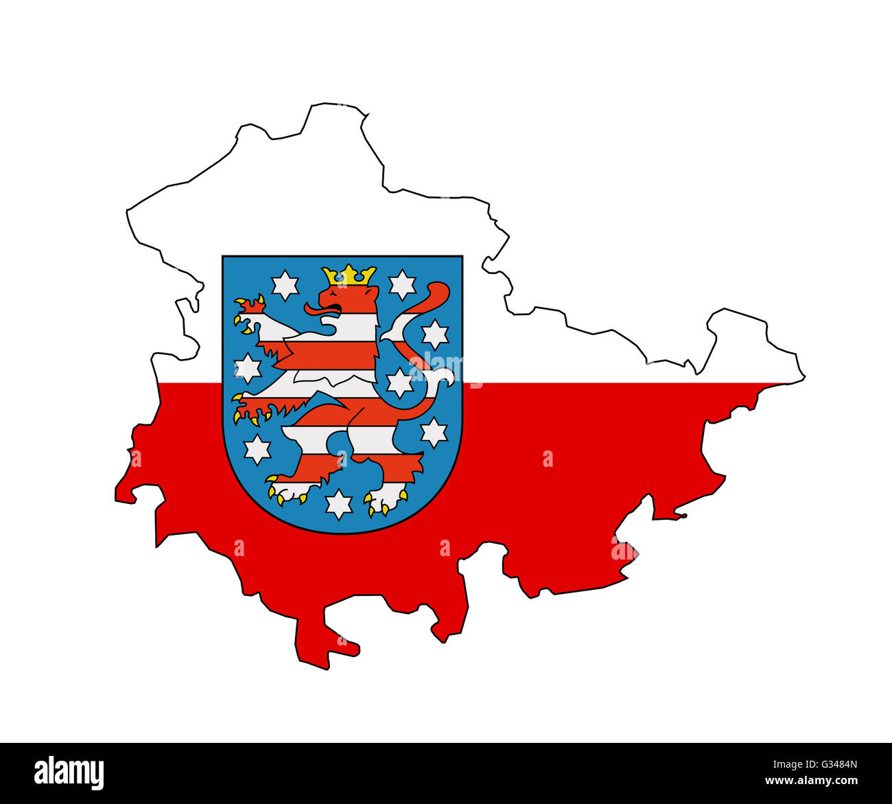 isolated map of thuringia region with flag Stock Photo - Alamy