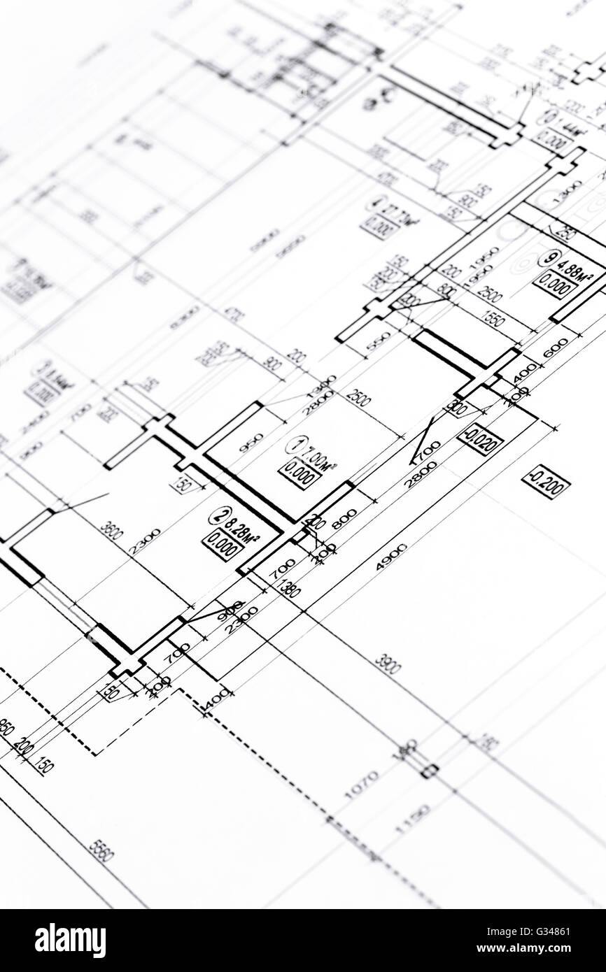 blueprint floor plans, engineering and architecture drawings Stock ...