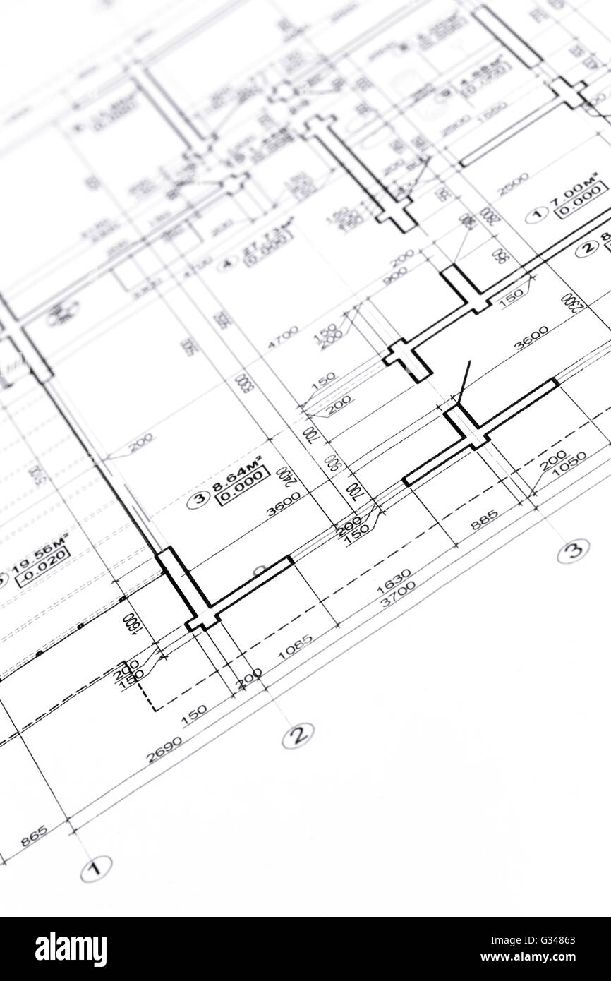 blueprint floor plans, engineering and architecture drawings Stock ...