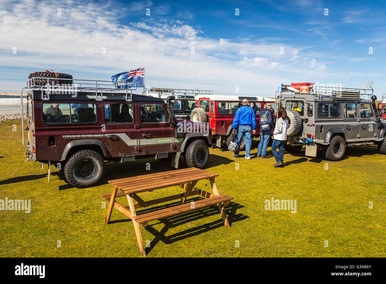 Land Rover transportation at Bluff cove, East Falklands, Falkland ...