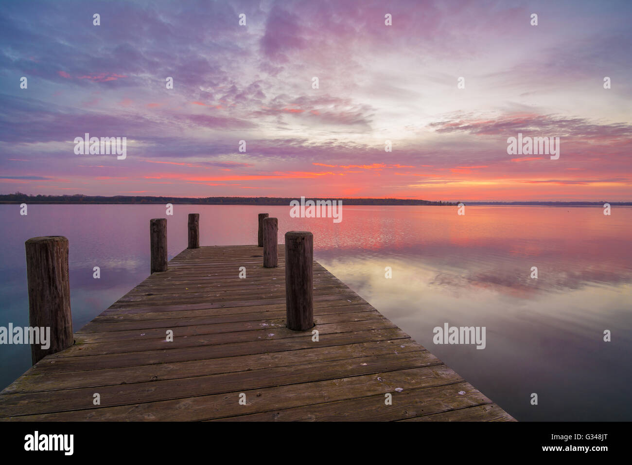 Jetty at lake Wallendorfer See, Germany Stock Photo - Alamy