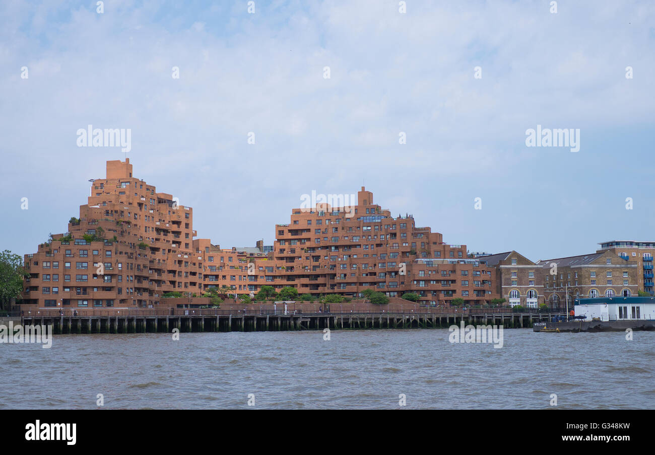 Apartments in Tower Hamlets along River Thames in London Stock Photo ...