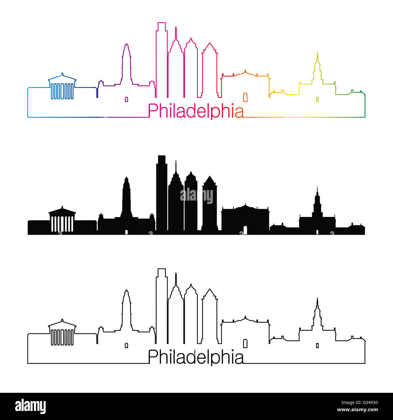 Philadelphia skyline silhouette hi-res stock photography and images - Alamy