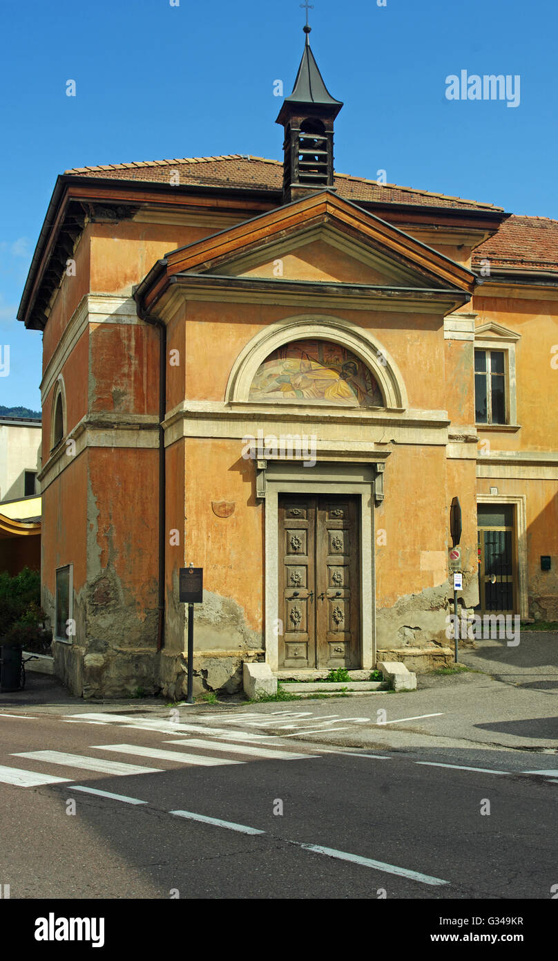 Church, Cles Village, Dolomites Hills, Italy Stock Photo - Alamy