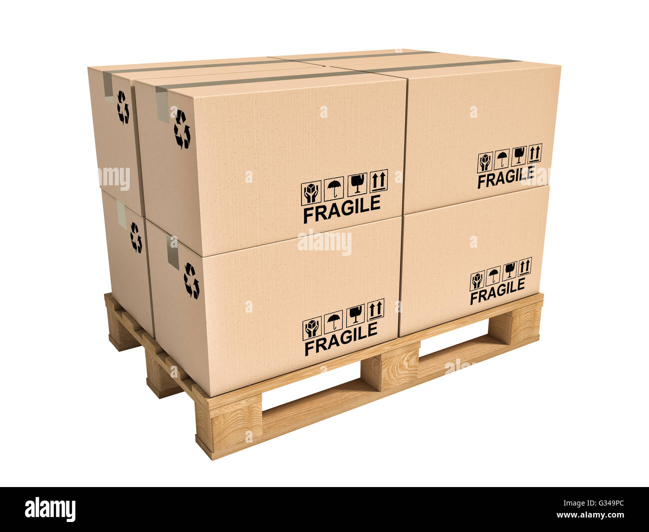 pallet and boxes isolated on white background Stock Photo - Alamy