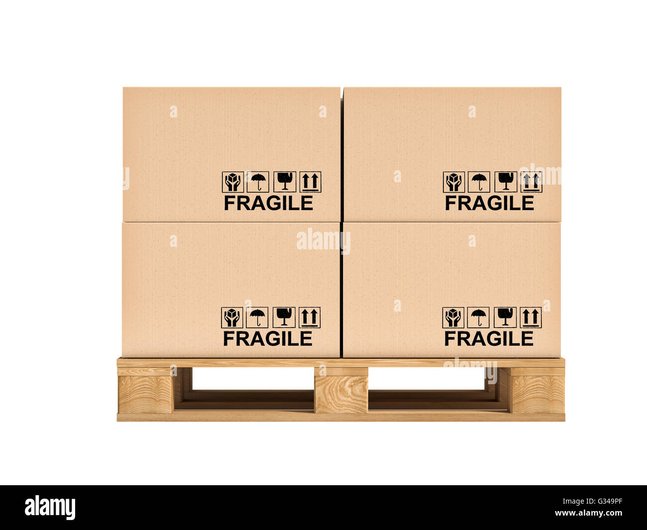 pallet and boxes isolated on white background Stock Photo - Alamy