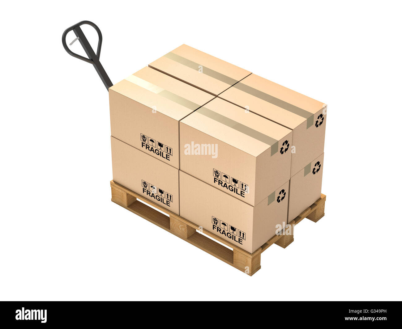 pallet and boxes isolated on white background Stock Photo - Alamy