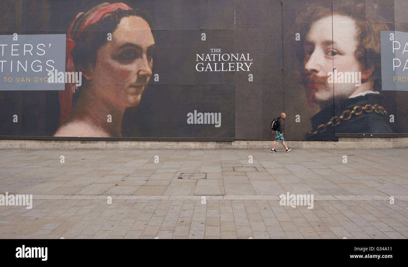 Painters Paintings poster in front of the National Gallery, Trafalgar ...