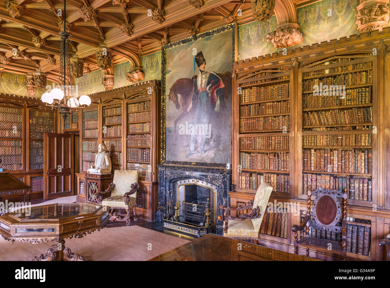 Library in Abbotsford House, former home of the novelist and poet Sir ...