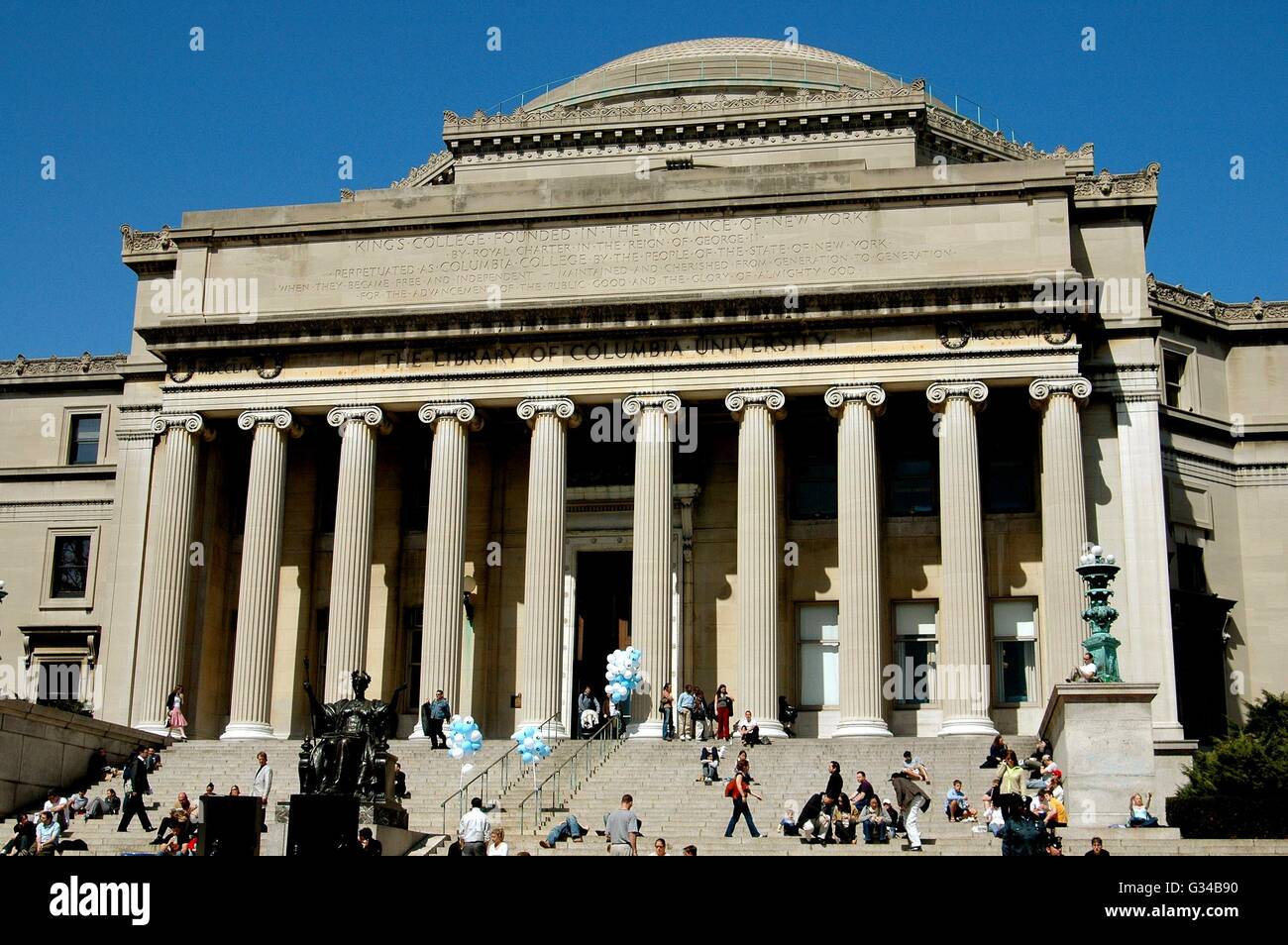 New York City: Students congregating on the steps leading to the ...