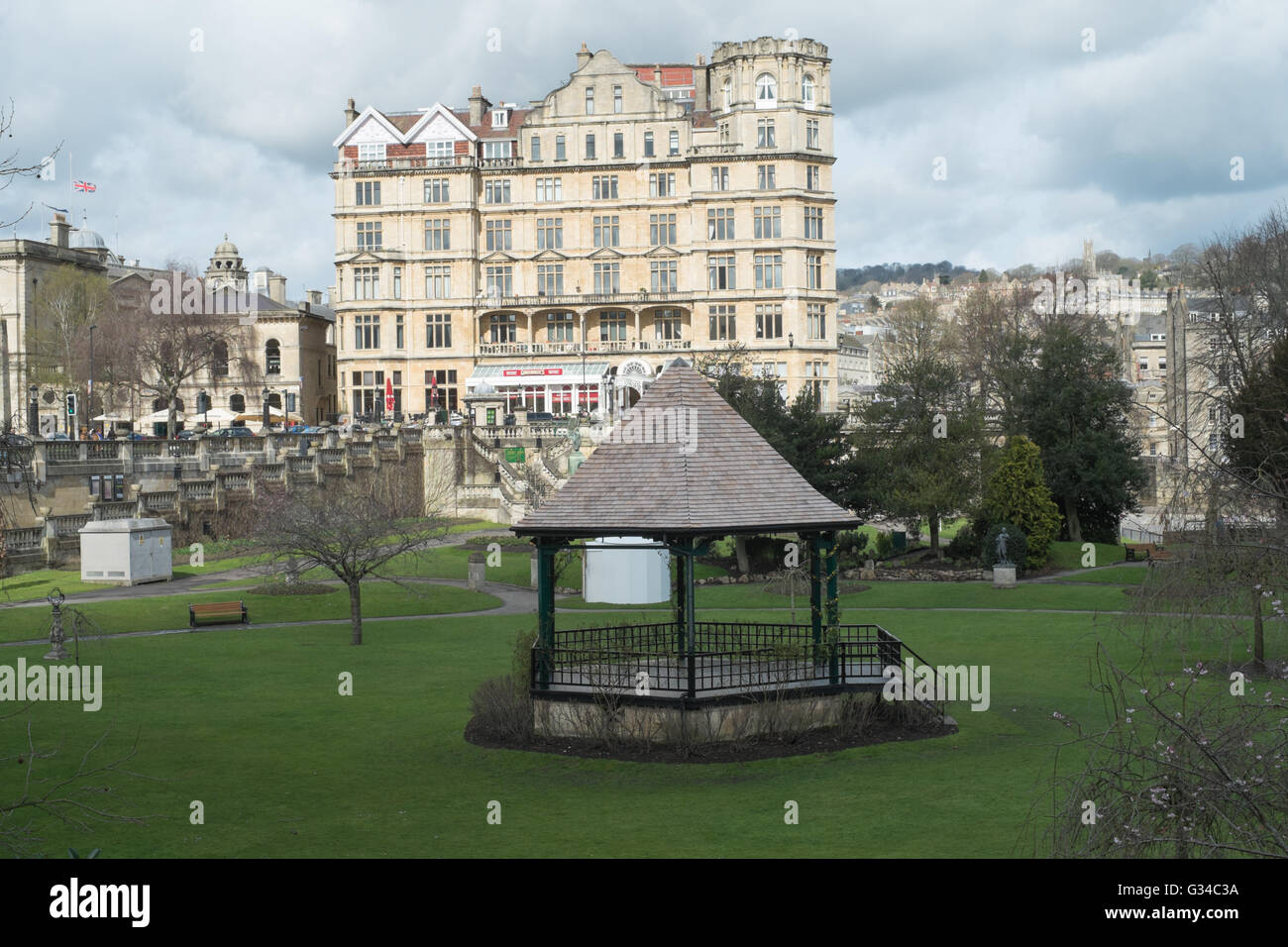 Bandstand in Parade Gardens at Bath in Somerset,southern England Stock ...