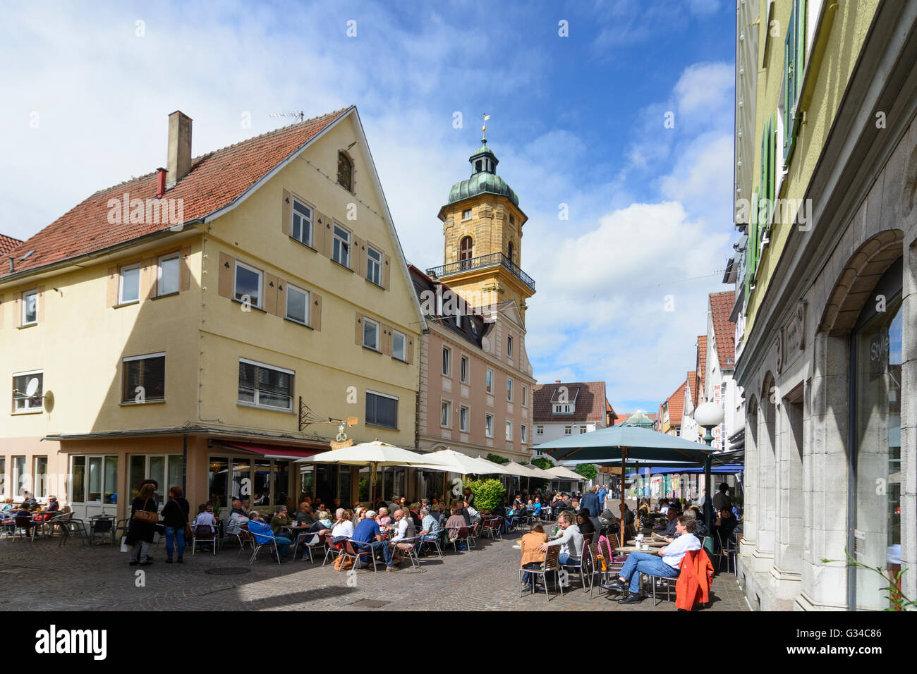Evangelical church in the old city, Germany, Baden-Württemberg ...