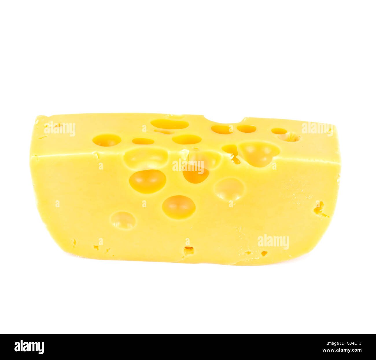 Swiss Cheese Isolated on White Background Stock Photo - Alamy