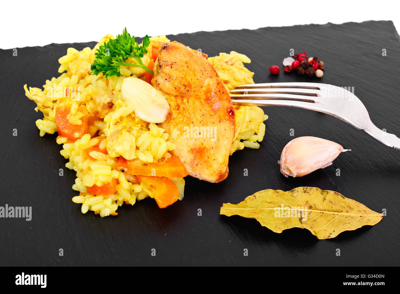 Healthy Food: Pilaf with Meat and Rice Stock Photo - Alamy