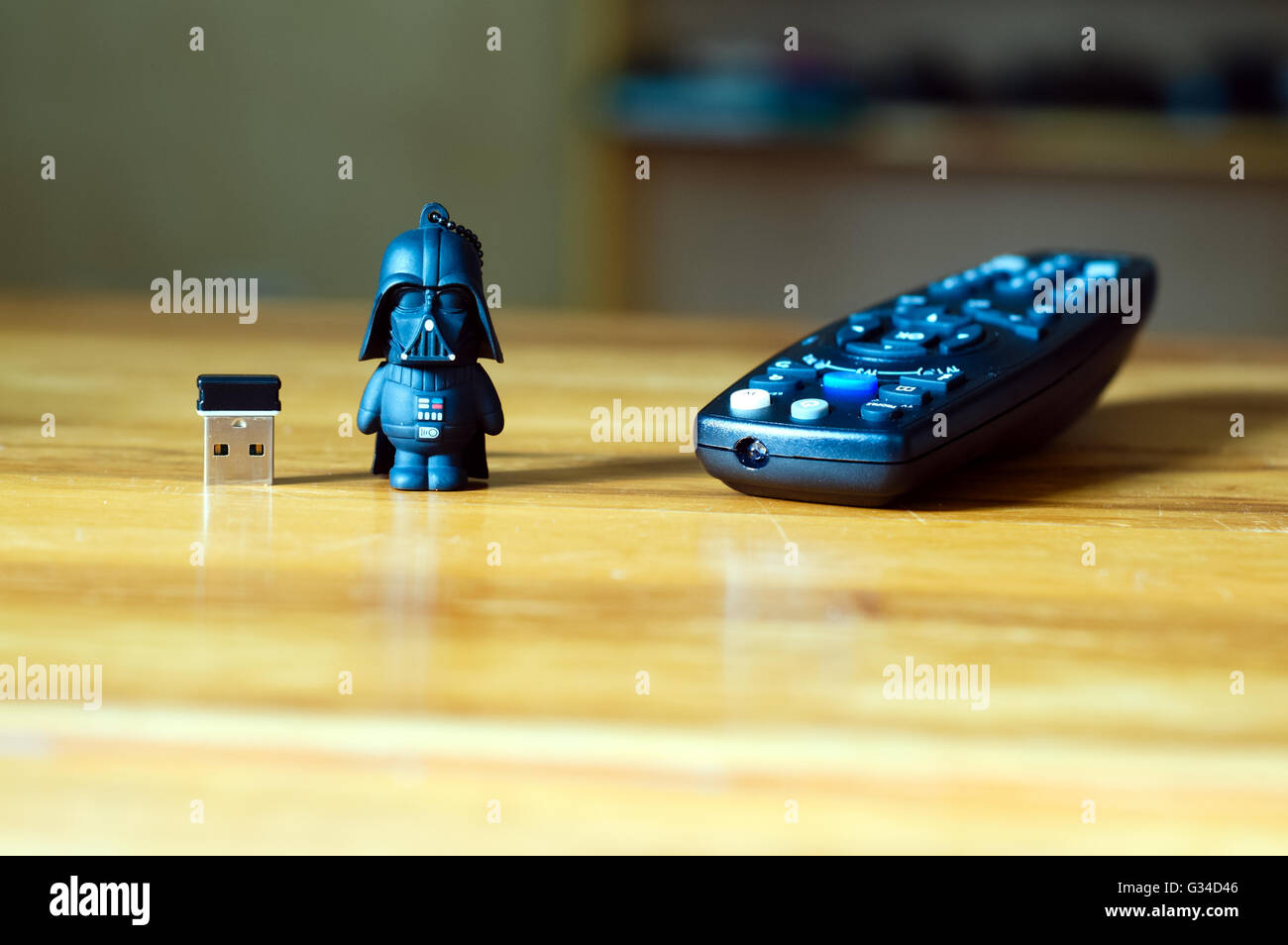 Star war concept with usb stick and remote control as a space ship ...