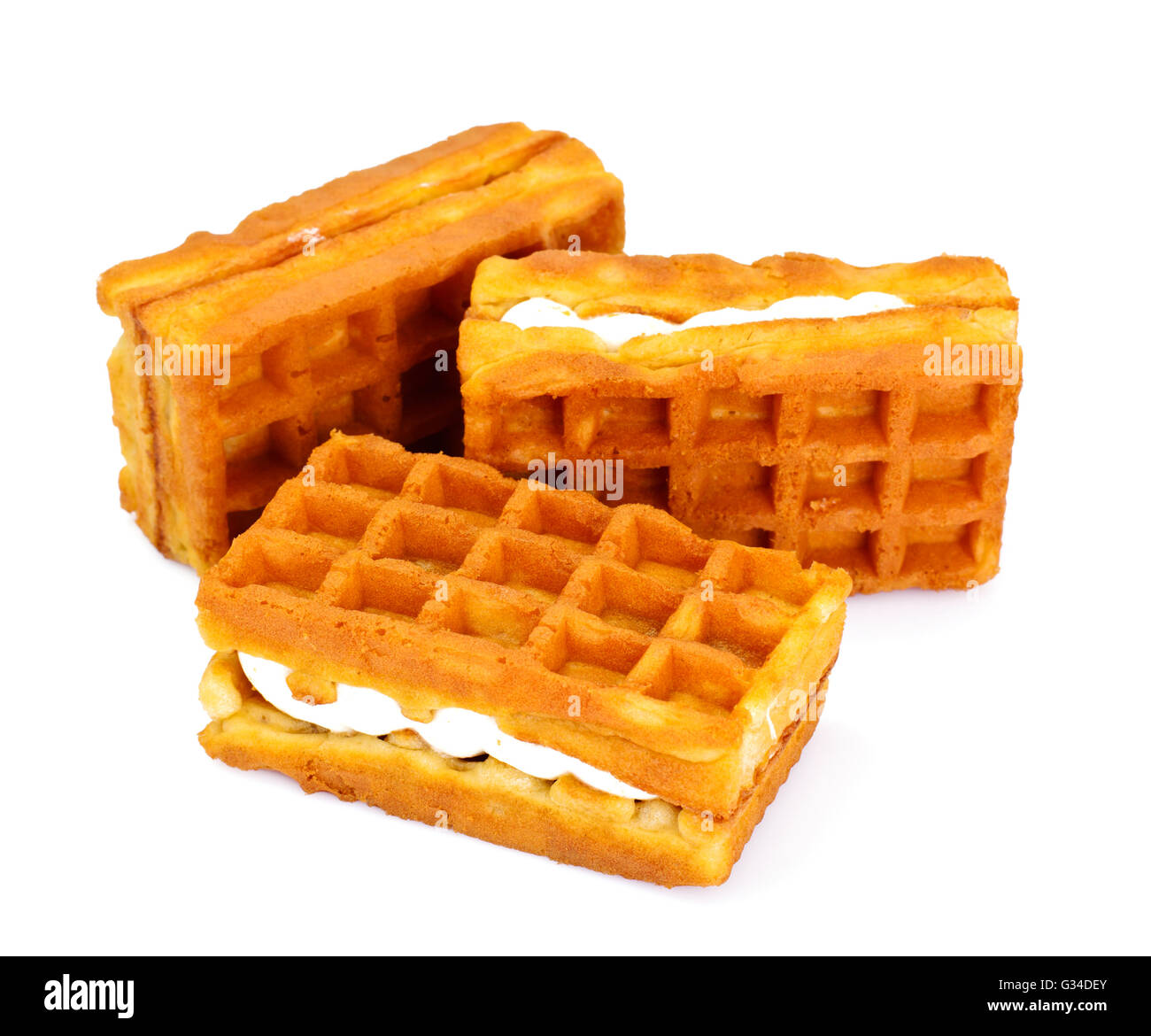 Vienna, Belgian Waffles Isolated on White Background Studio Phot Stock ...