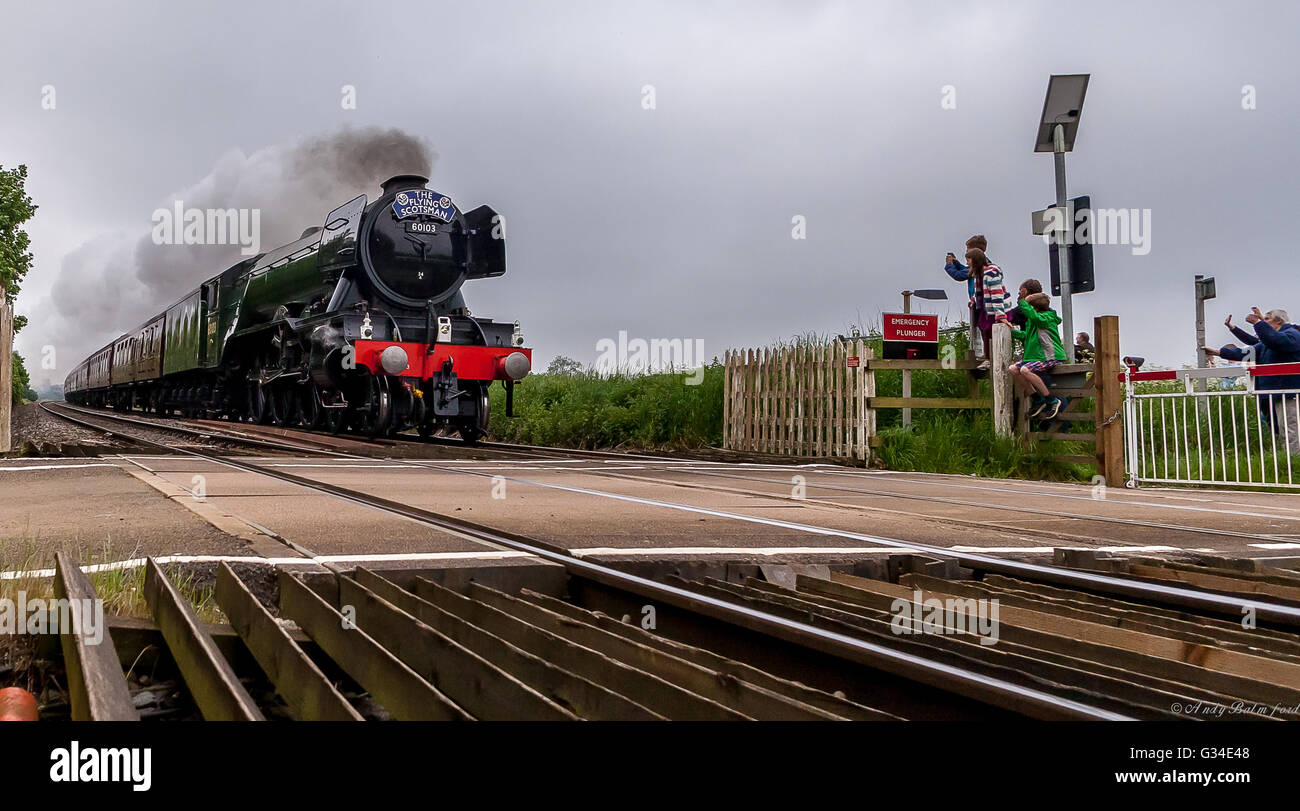 Flying Scotsman travelling through Rutland at Ashwell Junction Stock ...