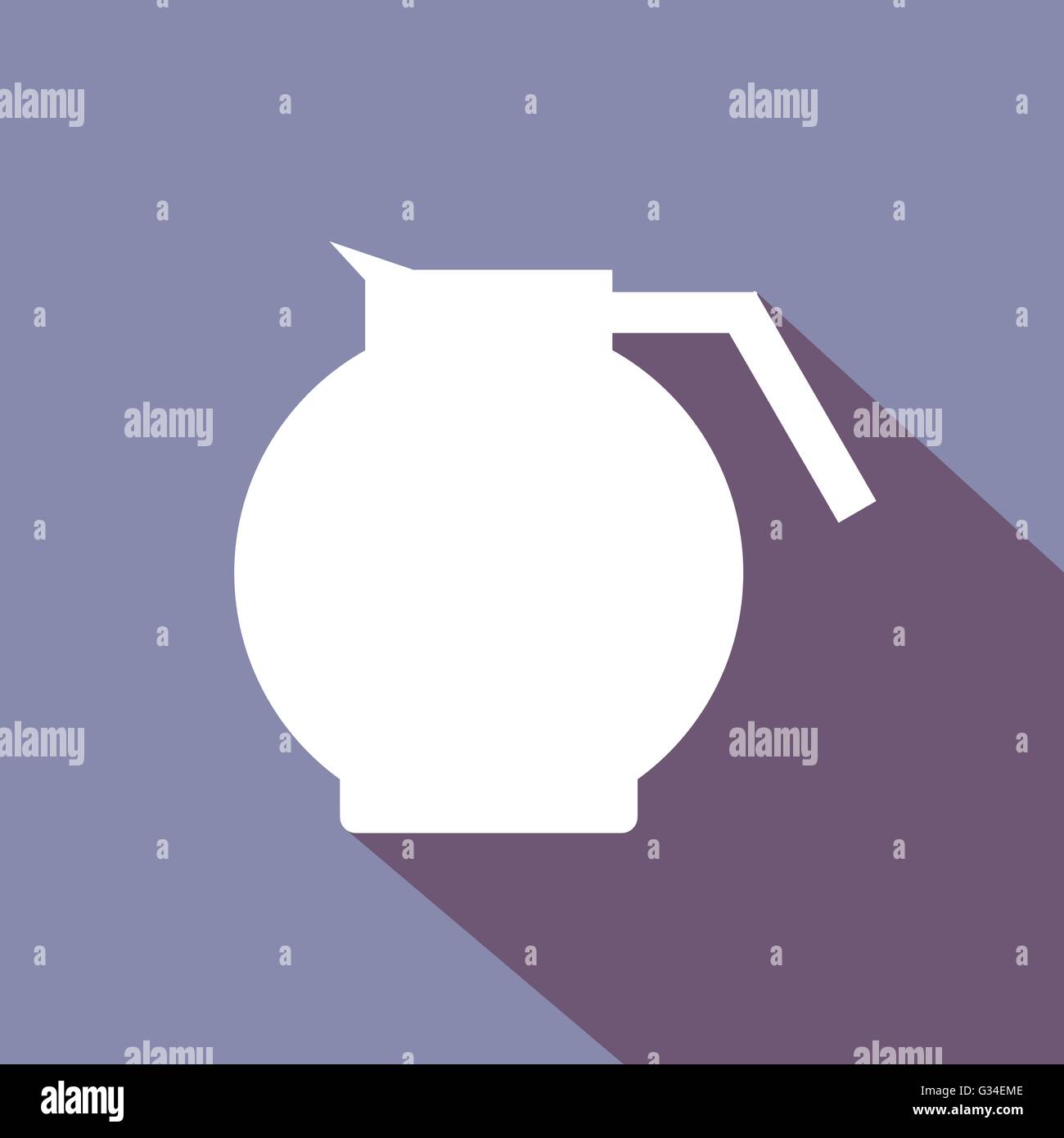 A white coffee jar with shadow, in outlines, over a purple background ...