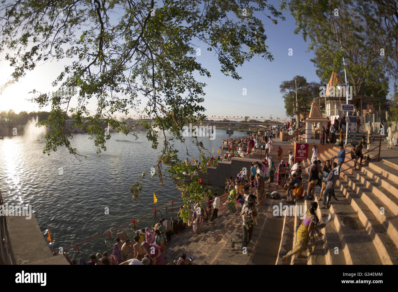 People having the Shahi Snaan (Royal Holy Dip) at Shipra Ghat, Shipra ...