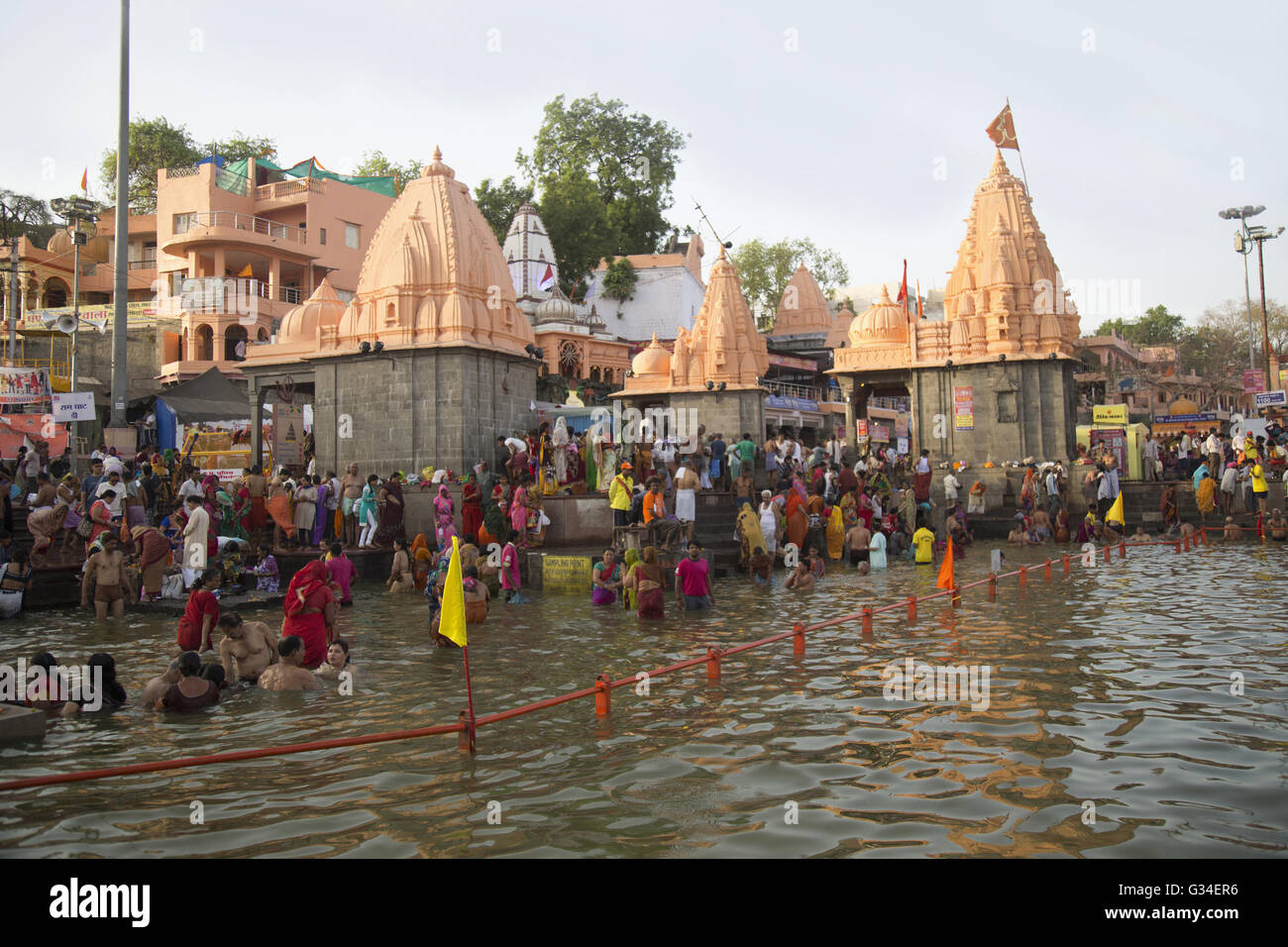People having the Shahi Snaan (Royal Holy Dip) at Shipra Ghat, Shipra ...