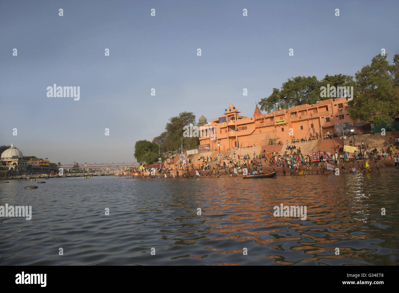People having the Shahi Snaan (Royal Holy Dip) at Shipra Ghat, Shipra ...