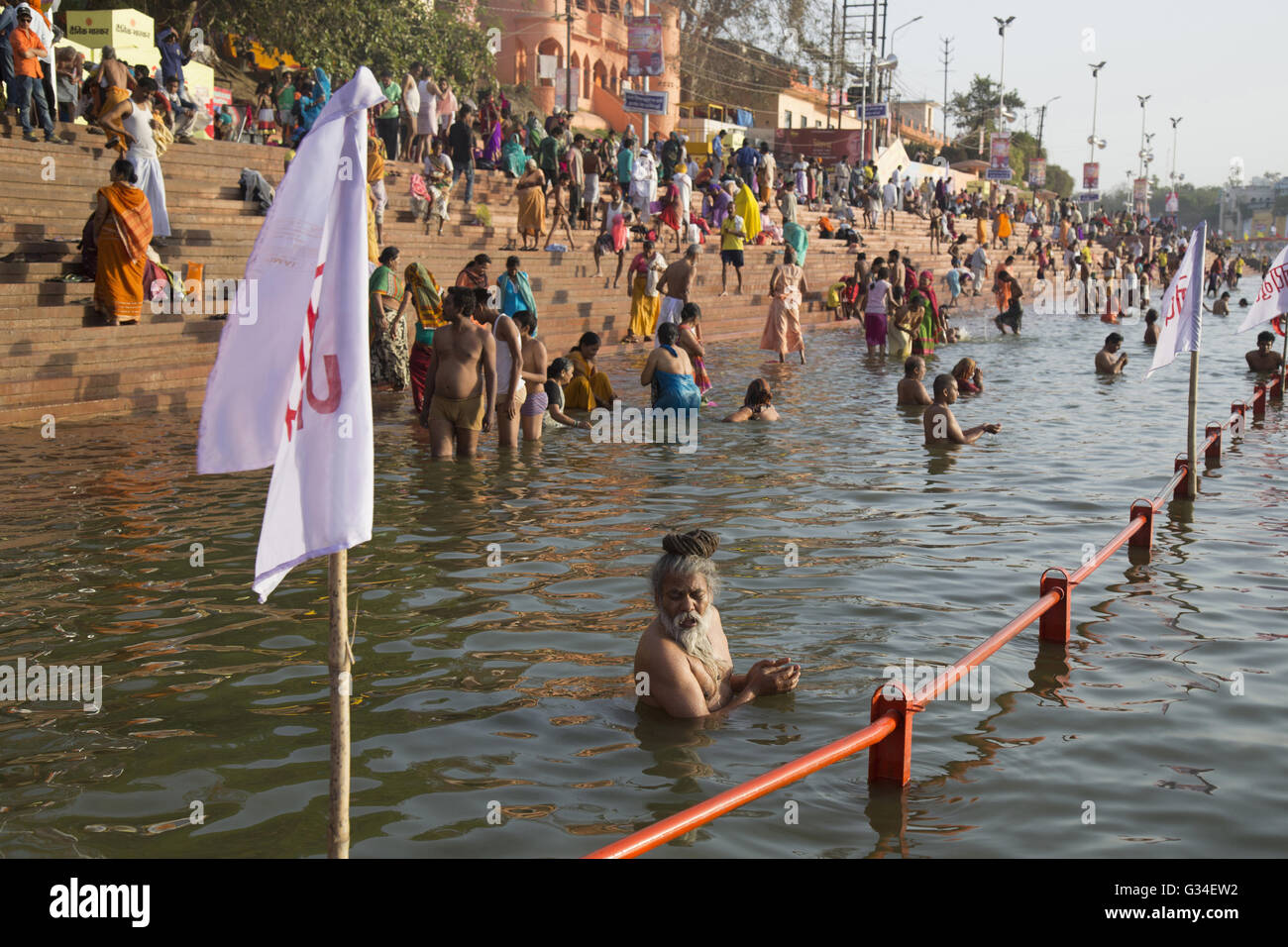 People having the Shahi Snaan (Royal Holy Dip) at Shipra Ghat, Shipra ...